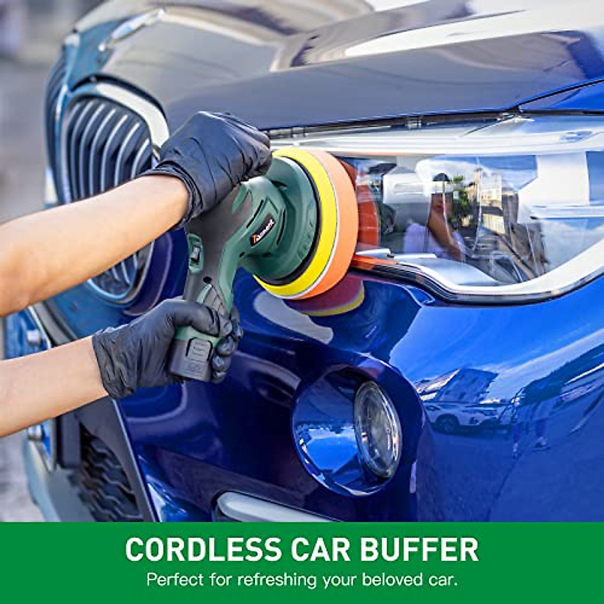 Cordless Polisher for Car Detailing with 2pcs 12V 2.0Ah Batteries & Charger, Aiment 6 Inch Cordless Car Buffer Polisher, 6 Variable Speeds, Portable Sander for Car Waxing/Buffing/Scratch Repairing