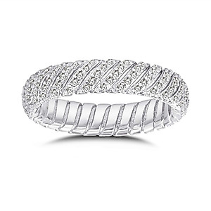 espere Sterling Silver 5mm Stacking Ring Full Eternity Band Rhodium Plated Size 8