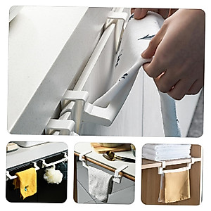 2pcs Towel Rack Bathroom Towel Holder Door Cabinet Rack Bathroom Towel Organizer Bath Towel Holder Towel Hanger No Drill Towel Bar Hand Towel Holder Buckle Towel Bar White Abs FONDOTIN