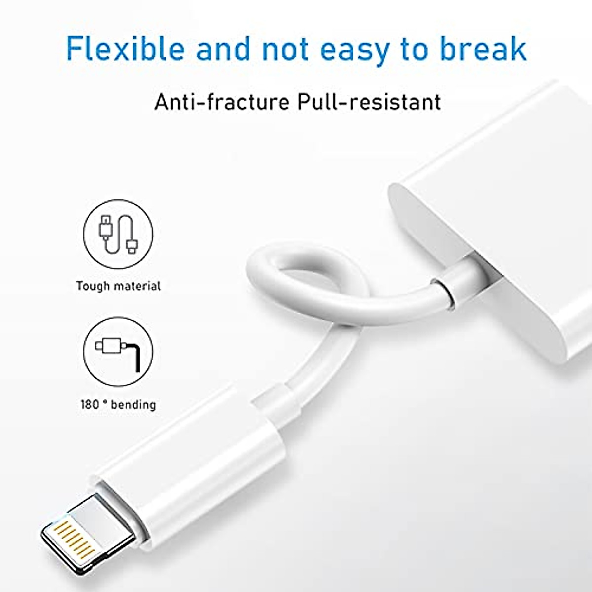 [2 in 1]Headphone Adapter for iPhone，Apple MFi Certified Lightning to 3.5mm Jack Dongle Headphone Accessories Aux Audio Compatible for iPhone 13/12/XS/7 8 Audio Earphone Adaptor Support All iOS System