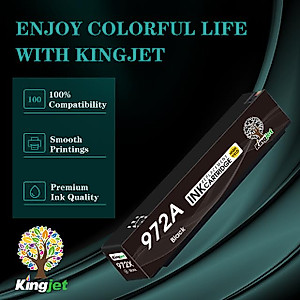Kingjet Compatible for HP 972A Ink Cartridges Replacement for HP 972A 972 972X Work with PageWide 377dw PageWide Pro 477DW 477DN 577DW 577z 552DW 452DN 452DW 352DW P55250DW P57750DW, 4 Pack