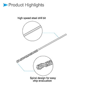 CoCud Diamond Twist Drill Bits, 1mm Drill Bit Diameter, Metric Tipped Drill Bit High Speed Steel - (Applications: for Glass Sea Shells), 10-Pieces