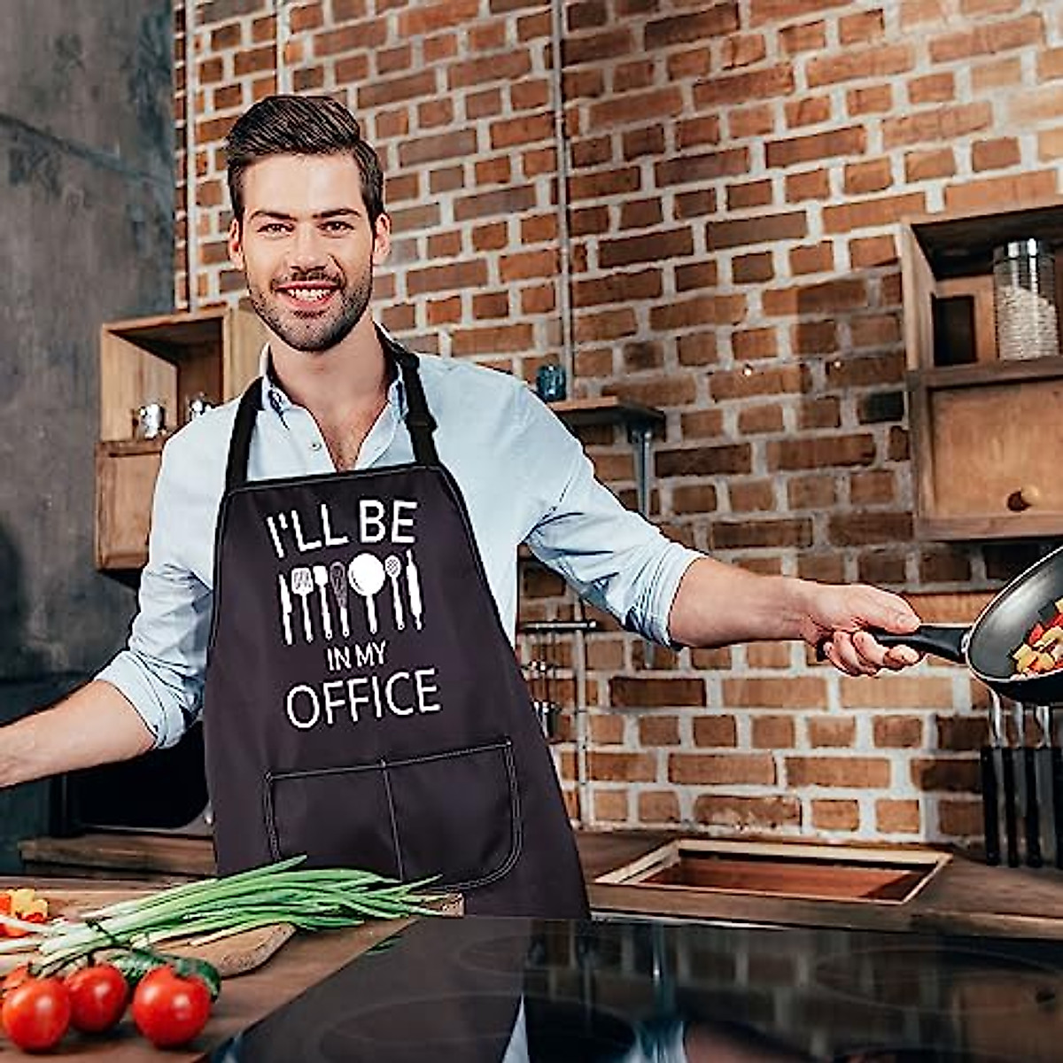 CENWA I'll Be In My Office Funny Office Apron Chef Kitchen Apron Smoking Cooking Grilling BBQ Office Chef Funny Gift Apron (Be In My Office apron)