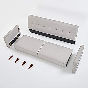 Mellow Adair Mid-Century Modern Loveseat/Sofa/Couch with Armrest Pockets, Light Grey