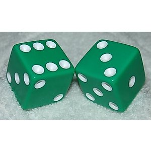 1" Huge Green Opaque Dice Pair