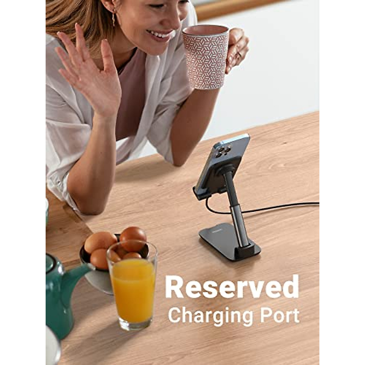 UGREEN Phone Stand Desk Foldable Holder Height Adjustable Cell Phone Cradle Dock Compatible with iPhone 14 Pro 14 Plus 13 Pro Max 12 11 SE XS XR 8 7Plus, Galaxy S23, and All Phones Black