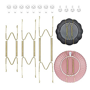 EEEKit 12 Pack Plate Hangers for The Wall, 6 8 10 Inch Invisible Wall Plate Hangers with 16 Pack Wall Hooks, Stainless Hanging Plate Holder for Decorative Plate Antique Dishes Easel Decor
