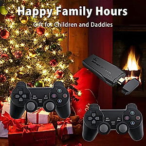 Wireless Retro Game Console,Plug and Play Video Game Stick Built in 10000+ Games,9 Classic Emulators, with Dual 2.4G Wireless Controllers,Birthday Gifts Choice for Children/Adults(64G)