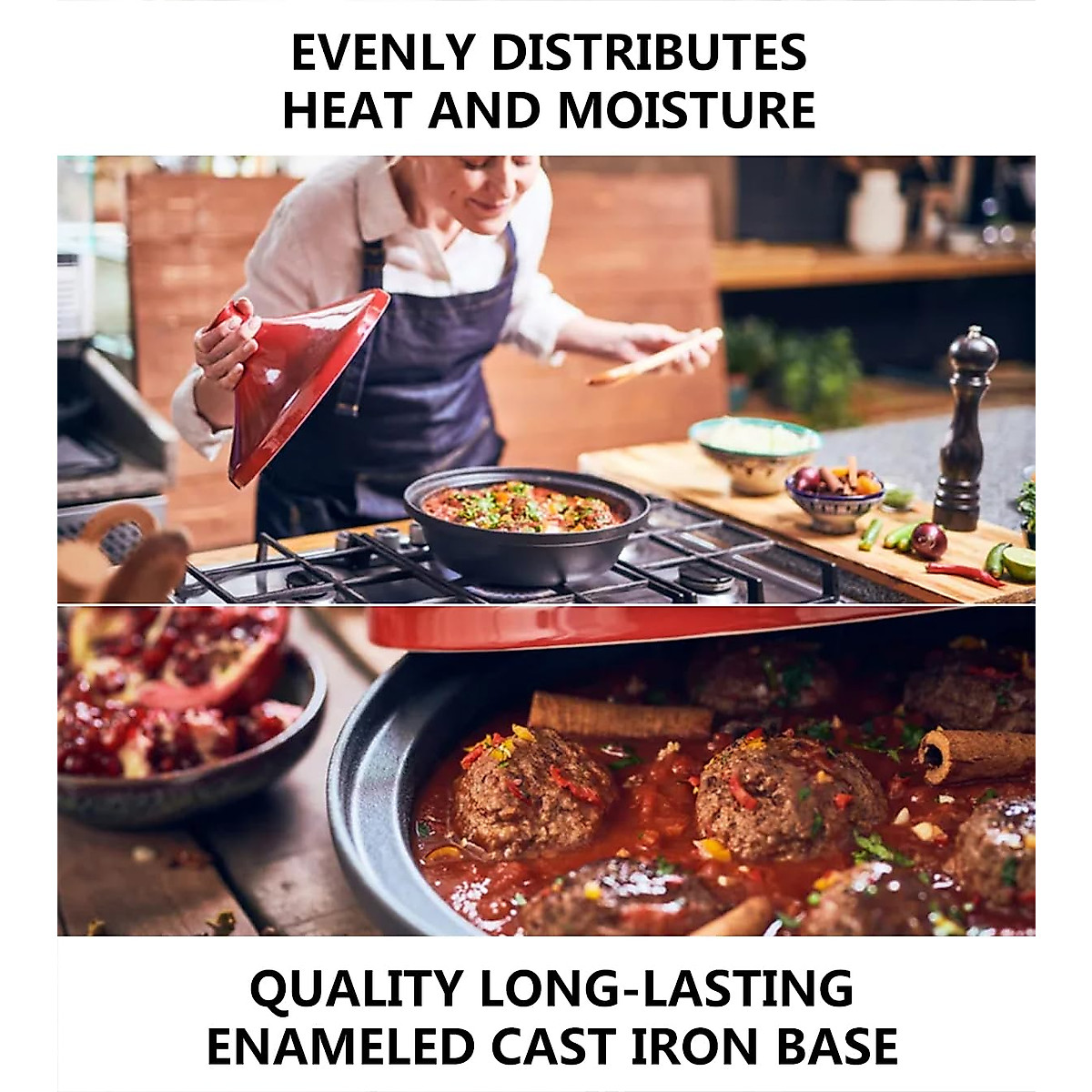 Cast Iron Tagine Pot for Cooking 3.65 Quart Tajine Pot with Enameled Cast Iron Base And Ceramic Lid Includes Anti-Scald Gloves,Purple