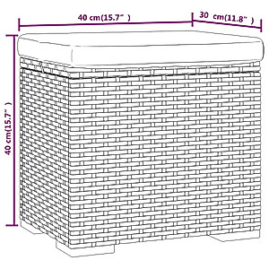 vidaXL Ottomans Set with Cushions - Black Poly Rattan Weather Resistant Outdoor Seating with Powder-Coated Metal Frame and Removable Cushions