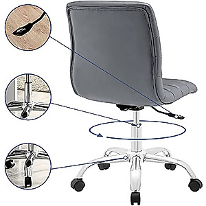 Modway Ripple Ribbed Armless Mid Back Swivel Computer Desk Office Chair In Gray