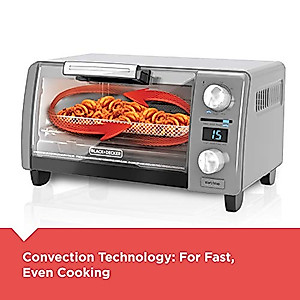 Black+Decker TOD1775G Crisp N Bake Air Fry Digital Toaster Oven, 9" Pizza or 4 Slices of Bread, Gray