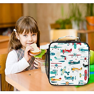 AUUXVA Lunch Bag Airplane Insulated Lunch Box Ice Cooler Tote Bag Handbag Lunchbox Shoulder Strap for Boys Girls Women Men