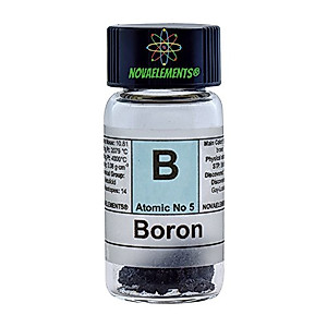 Semimetal Boron 0.5g 99.9% Crystals in Labeled Glass Vial, Element 5 of The Periodic Table