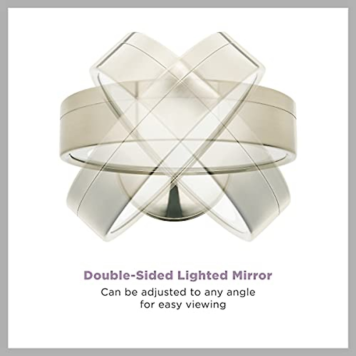 Conair Reflections Double-Sided LED Lighted Tabletop Mount Vanity Makeup Mirror, 1x/10x magnification, Satin Nickel