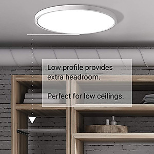12 Inch 20W Flush Mount LED Ceiling Light, 2000 LM, Round Flush Mount Ceiling Lamp Fixture for Bedroom, Living, Kitchen, Hallway, Bathroom, Stairwell, Color White, Slim, 3 colors in 1(Non Dimmable)