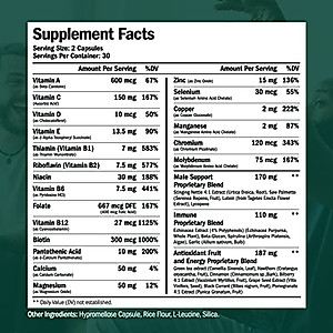 Multivitamin for Men - Daily Men's Multivitamins Supplement with Vitamin A, Vitamin C, Vitamin D, Vitamins E & B12, Zinc, Calcium, Magnesium & More for Energy and Immune Health Support. 30 Day Supply