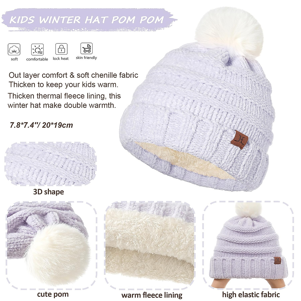 Toddler Hat Scarf And Glove Set Boy Girl Winter Pom Beanie Hat Neck Warmer Tube Mitten Gloves Ages 2-4 2t-4t 3-5 Fleece Lined