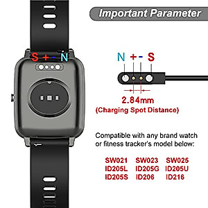 2-Pack Charger for YAMAY SW021 Willful SW023 SW025 Letsfit ID205L Letscom ID205G ID205S ID206 ID205U ID216 Umidigi Uwatch 3S 3 2 2S Urun Smart Watch Magnetic USB Charging Cable [3.3ft/100cm] (2)