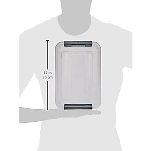 Curver Storage Box Handy Plus with lid 6L in Transparent/Silver, 29.5 x 19.5 x 14 cm