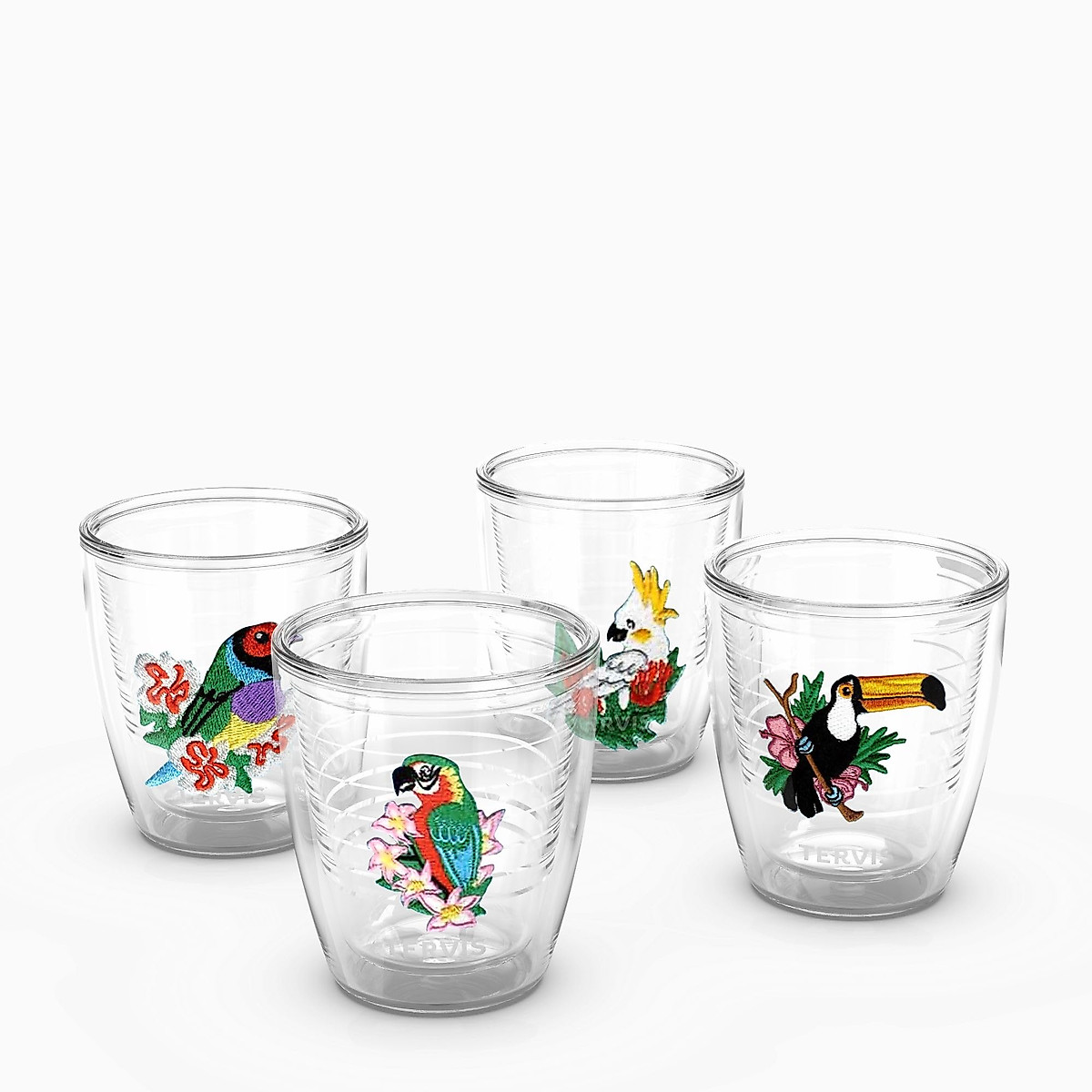 Tervis Birds of the Tropics Collection Made in USA Double Walled Insulated Tumbler Travel Cup Keeps Drinks Cold & Hot, 12oz - 4pk, Assorted