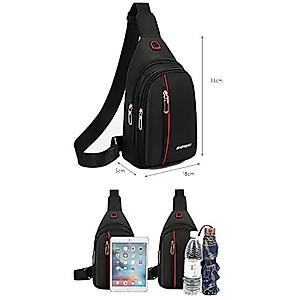 YERCHIC Small Sling Compact Crossbody Bag Chest Shoulder Travel Bag Casual Daypack for Men Women with Earphone Hole Water Resistant (Dark Gray)