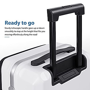 Coolife Luggage Carry On Spinner Suitcase Set with Pocket Compartment Weekend Bag Hardside Trunk (snow white_Aluminium Frame type, 20in(carry on))