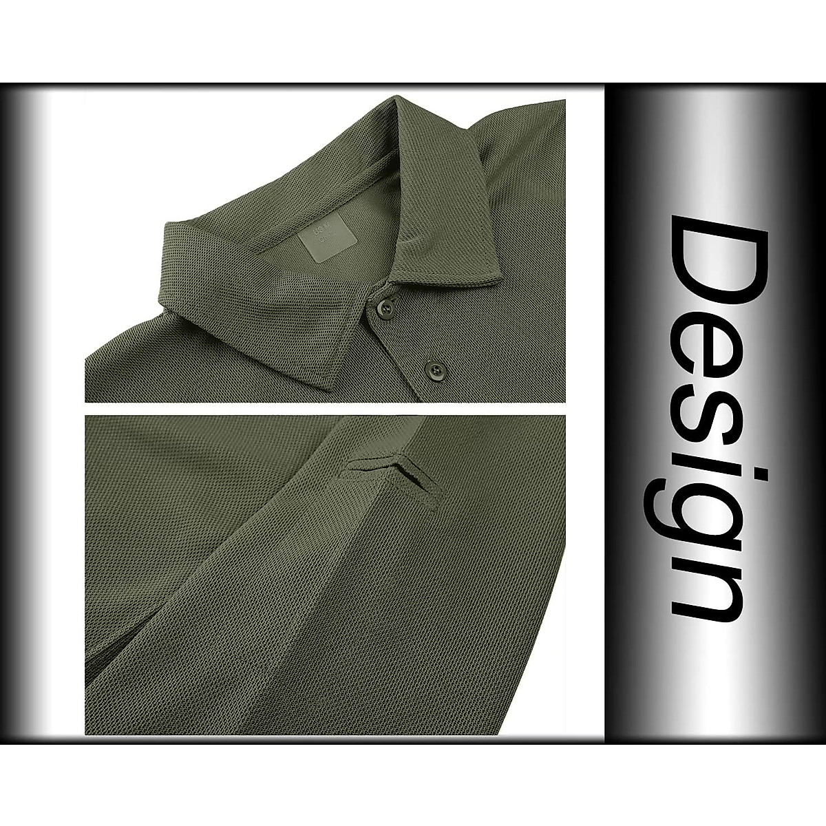 BIYLACLESEN Men's Long Sleeve Jersey Polo Shirt Casual T Shirts Quick Dry Polo Active Shirts Tactical Military Shirt Jersey Polo Shirt Mens Army Green