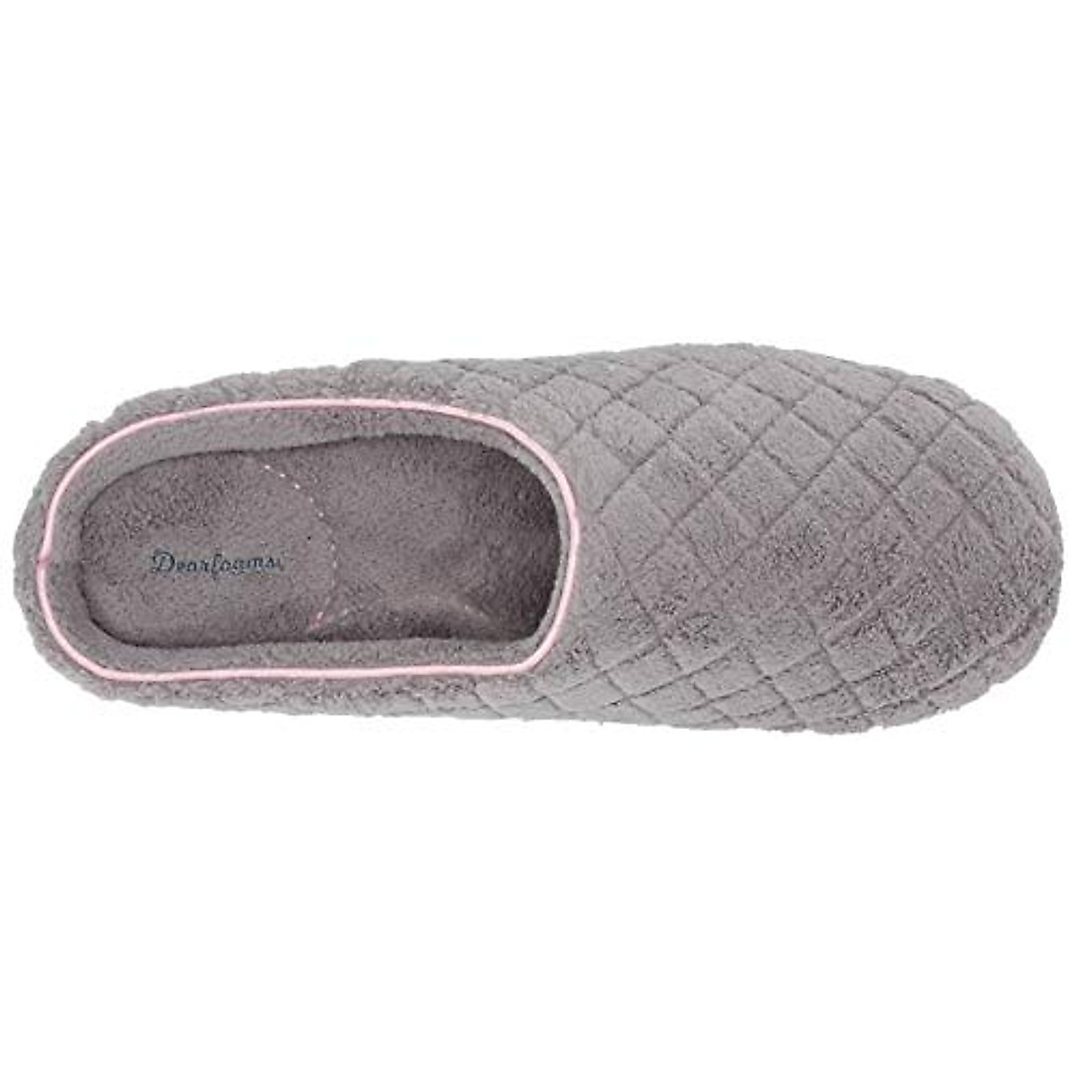 Dearfoams Women's Leslie Washable Memory Foam Terry Clog with Wide Widths Slipper, Medium Grey, 7-8