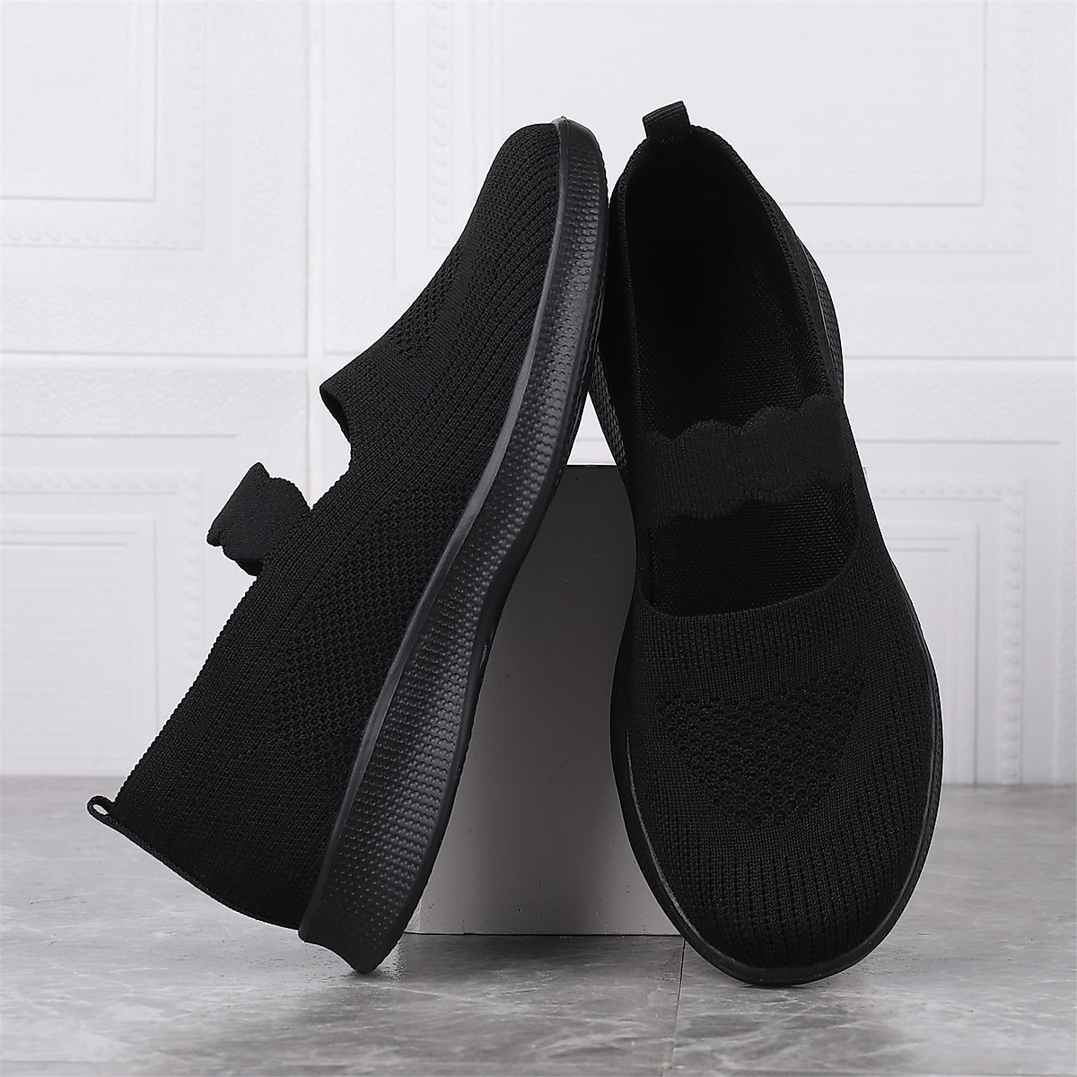 EnllerviiD Women Breathable Mary Jane Shoes Buckle Casual Walking Slip On Sneakers Blue 40