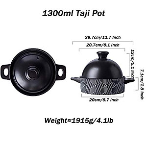 MYYINGBIN 1.3 Liter Moroccan Tagine Slow Cooker Clay Casserole Suitable for Electric Steamer Oven Dishwasher Disinfection Cabinet Microwave Oven Open Flame