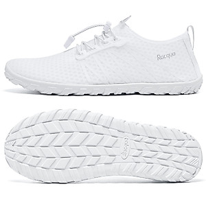 Racqua Men&Women Water Shoes Breathable Barefoot Pool Shoes Outdoor Windsurfing Beach Volleyball Sailing Beach Swim Shoes White 7.5 Women/6.5 Men