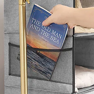 YOUDENOVA Hanging Closet Organizers and Storage, Two 3-Shelf Closet Hanging Shelves with Drawers, Canvas, Beige