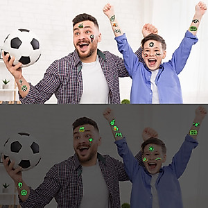 30 Sheets Soccer Ball Glow Temporary Tattoos Stickers for kids, Glow in The Dark Football Tattoo Stickers, Soccer Theme Luminous Temporary Stickers for Kids