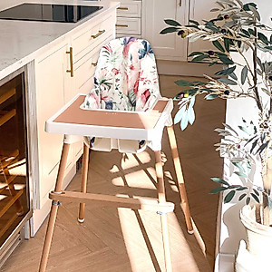 CARUILI Baby High Chair Cushion Cover, Inflatable Cushion Cover, High Chair Accessories, Removable and Machine Washable, Plant Printed (Cover Only)