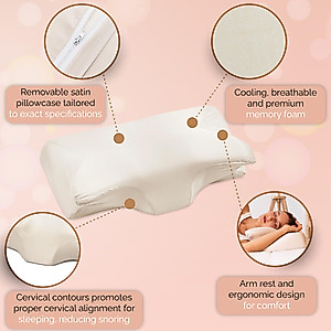 Noum Cervical Neck Pillow | Pillow for Back & Side Sleepers | Pillow for Neck & Shoulder Pain, Reduced Snoring, Facial Symmetry | Contour Orthopedic Ergonomic Memory Foam w/Satin Pillowcase