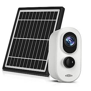 Wireless Outdoor Security Camera Wi-Fi Solar IP Surveillance Cams Home Security Cam with PIR/Human Motion Detection Night Vision, 2-Way Audio, Solar Panel, IP 65 Waterproof , Tuya Smart App