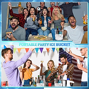 24 Pcs Plastic Ice Buckets for Parties Clear Wine Bucket Round Champagne Bucket Large Wine Cooler Bucket Portable Party Tubs for Drinks Chiller Bin for Beer Bottle with Handles (2.7 L/2.8 Quart)
