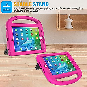 SUPLIK Kids Case for iPad Mini 1/2/3 (7.9"), Built-in Screen Protector Durable Shockproof Protective Cover with Handle Stand for 7.9 inch Apple iPad Mini 1st/2nd/3rd Generation, Pink