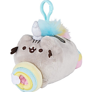 GUND Pusheenicorn Donut Log Backpack Clip Plush Stuffed Animal Cat Unicorn, 5"