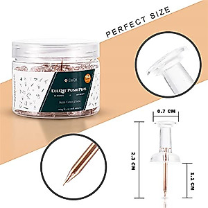 150 Clear Push Pins - Plastic Head Thumb Tacks with Steel Point Used as Wall Tacks for Hanging, Maps, Cork Board, Bulletin Boards, Office or Dorm Essentials (Rose Gold)
