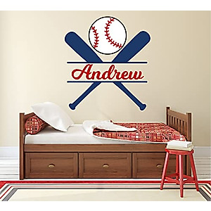 Baseball Wall Decals - Custom Name Decal - Wall Decor for Boys Room - Personalized Baseball Bat Wall Decal - Sport Wall Art Kids Bedroom Decor