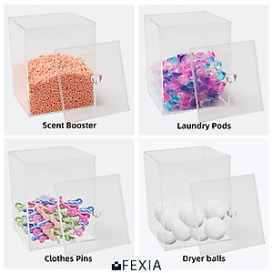 FEXIA 2 Pack Laundry Pods Containers for Laundry Room Organization and Storage Large Acrylic Containers with Lids and Labels for Laundry Detergent Laundry Pods