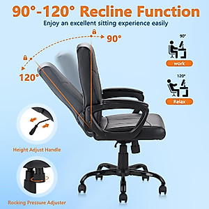 CLATINA Mid Back Leather Office Executive Chair with Lumbar Support and Padded Armrestes Swivel Adjustable Ergonomic Design for Home Computer Desk 4 Pack