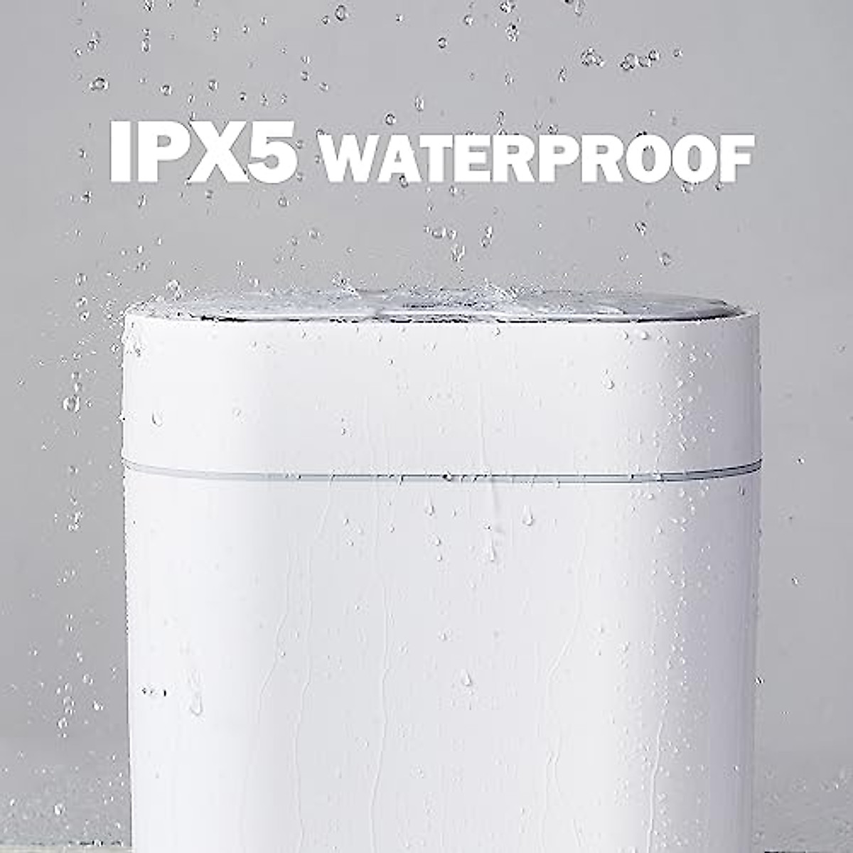 ELPHECO Bathroom Trash Can with Lids, 2.5 Gallon Automatic Trash Can, Motion Sensor Kitchen Trash Can, 9.5 Liter Small Plastic Trash Can Bathroom, Slim Smart Trash Can, Rechargeable,Bag suction, White