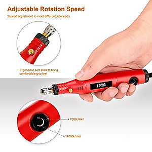 Electric Rotary Tool Kit, SPTA Mini Electric Grinder Set Mini Handle Electric Drill Grinding Engraving Pen Milling Trimming Polishing Drilling Cutting Engraving Tool 33Pcs Kit