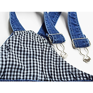 KIDSCOOL SPACE Baby Little Child Cute Ripped Adjustable Straps Jean Overalls,Blue,6-12 Months