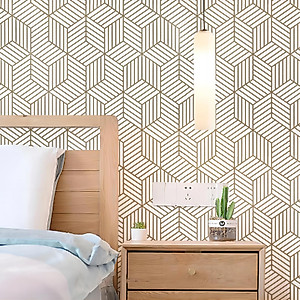 WENMER 17.71 Inchx118 Inch Geometric Hexagon Wallpaper Peel and Stick Wallpaper Removable Self Adhesive Wallpaper Vinyl Film Shelf Paper & Drawer Liner Roll for Home Use