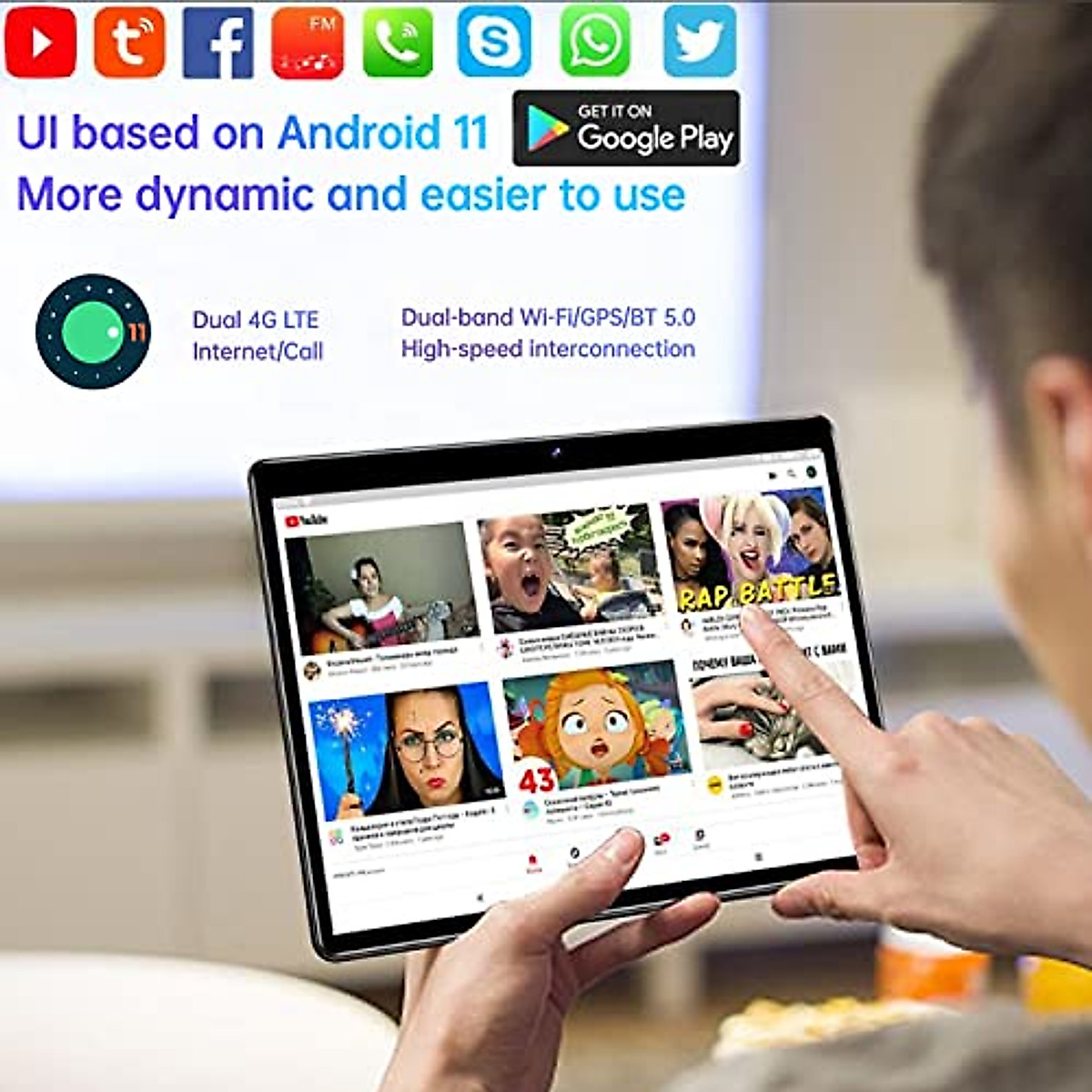 ALLDOCUBE Android Tablet 10.4", iPlay40Pro Tablet PC, Android 11, UNISOC Tiger T618 CPU, 8GB RAM/256GB ROM, in-Cell Technology IPS Screen, 2.4+5G WiFi, TF Expansion for Study Work Entertainment