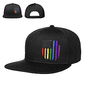 LGBTQ Accessories Pride Gay Stuff Rainbow Snapback Hats for Men Flat Bill Adjustable Baseball Cap Trucker Dad Hat Black Gifts